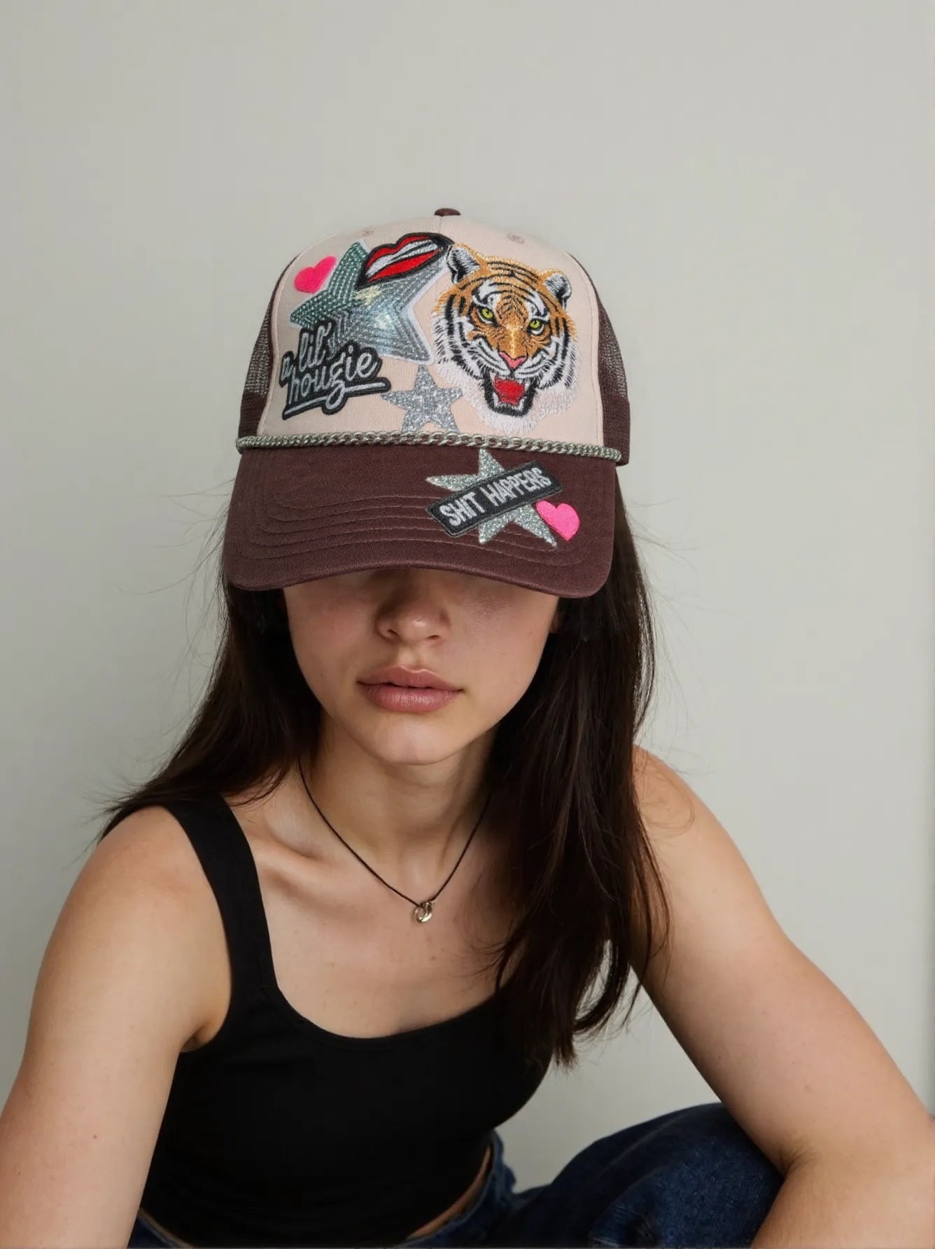 CYpatches -Tiger Star Lips DIY Patches + Trendy Fashion Hat Bundle – B